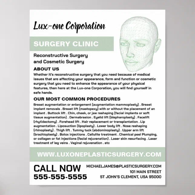 Head Model, Plastic Surgeon, Plastic Surgery Poster | Zazzle