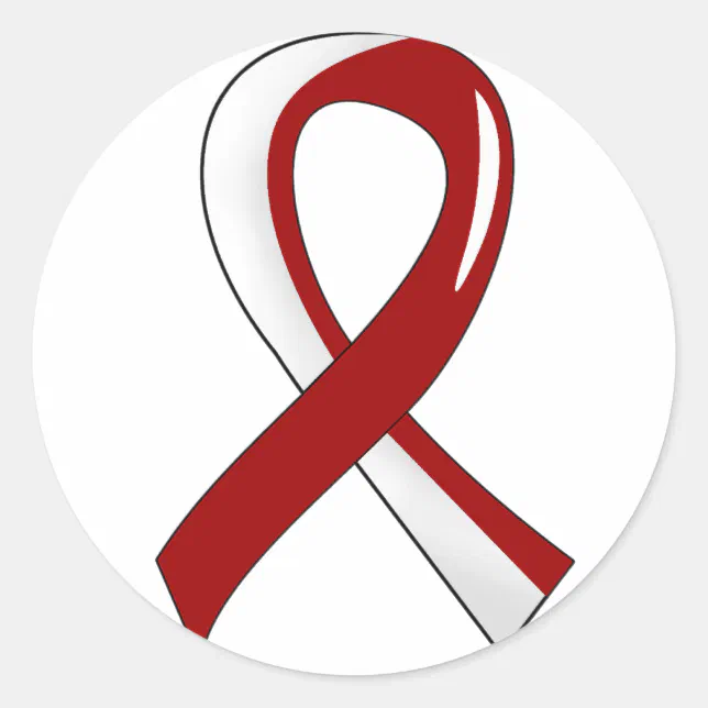 Head Neck Cancer Burgundy White Ribbon 3 Classic Round Sticker | Zazzle