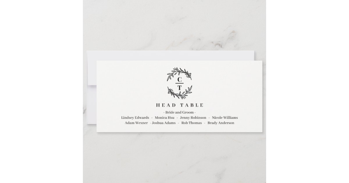Head Table Card Editable Color - Fancy Initials | Zazzle
