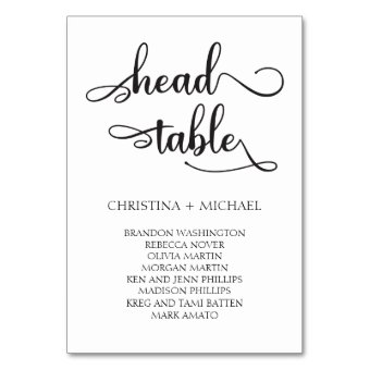 Head Table Wedding Seating Chart Card 3.5x5 | Zazzle