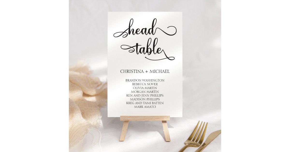 Head Table Wedding Seating Chart Card 3.5x5 | Zazzle