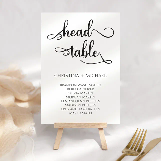 Head Table Wedding Seating Chart Card 3.5x5 | Zazzle