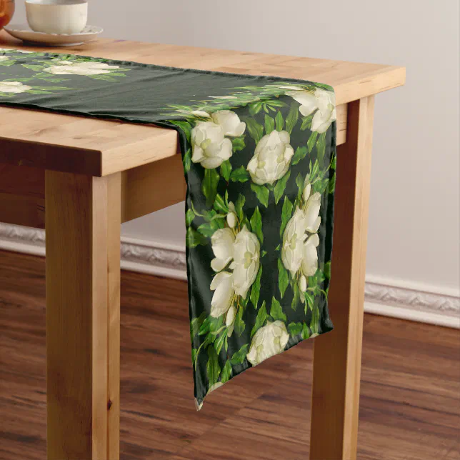 Heade Giant Magnolia Flower Blossoms Table Runner | Zazzle