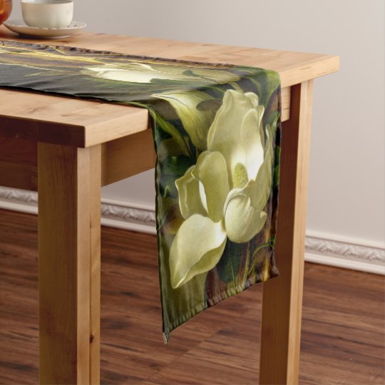 Heade Magnolia Flowers Gold Velvet Table Runner | Zazzle.com