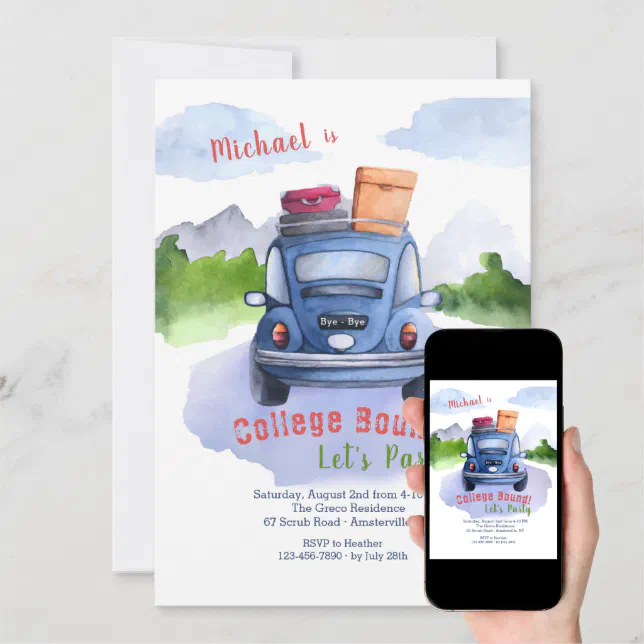 Heading Out College Bound Party Invitation | Zazzle