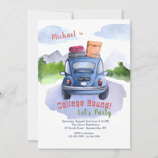 Heading Out College Bound Party Invitation | Zazzle