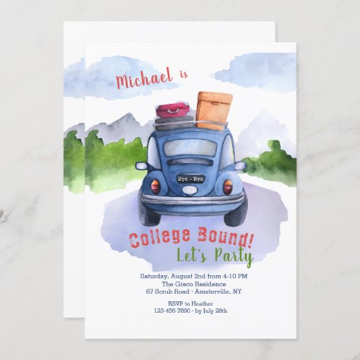Heading Out College Bound Party Invitation | Zazzle