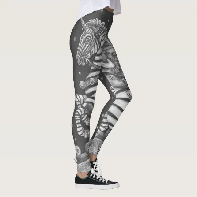 HEADLESS HORSEMAN CLOWN, HALLOWEEN ZEBRA LEGGINGS | Zazzle