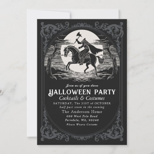 Headless Horseman Sleepy Hollow Halloween Party Invitation | Zazzle