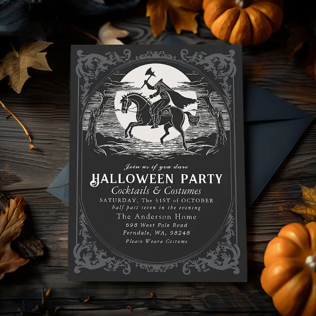 Headless Horseman Sleepy Hollow Halloween Party Invitation | Zazzle