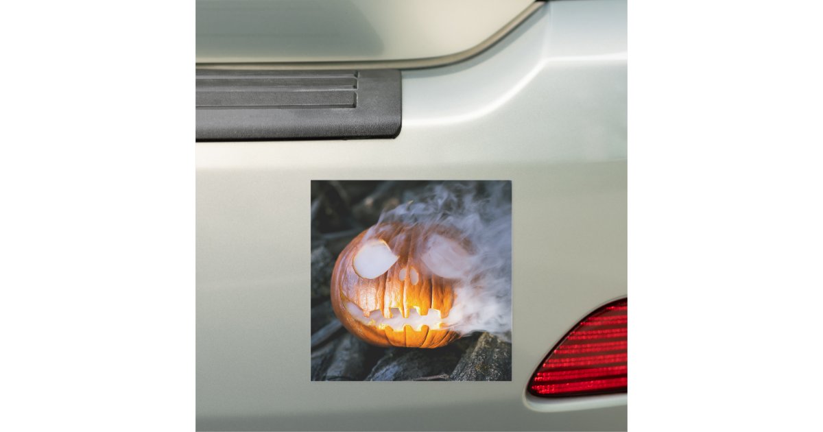 Headless Horseman's Jack-o-Lantern Head a Flame Car Magnet | Zazzle