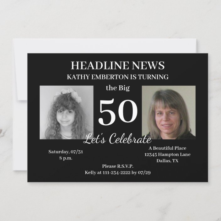 Headline News Newspaper 50th Photo Birthday Party Invitation | Zazzle.com