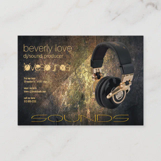 headphones dj business card | Zazzle