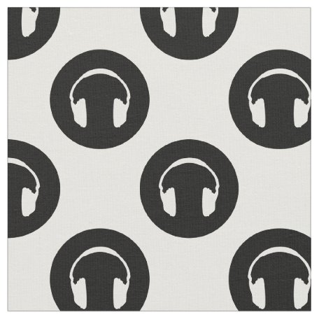 Large Print Headphones Pattern Vintage Music Theme Fabric | Zazzle