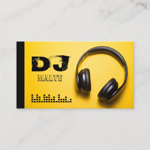Headphones Yellow DJ Business Card | Zazzle