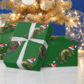 Heads and Tails Festive TRex Green Pattern Wrapping Paper | Zazzle