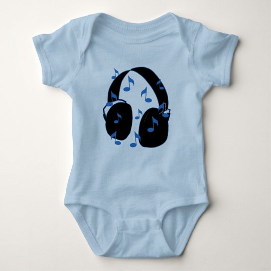 Headset with Musical Notes for Baby in Blue Baby Bodysuit | Zazzle.com