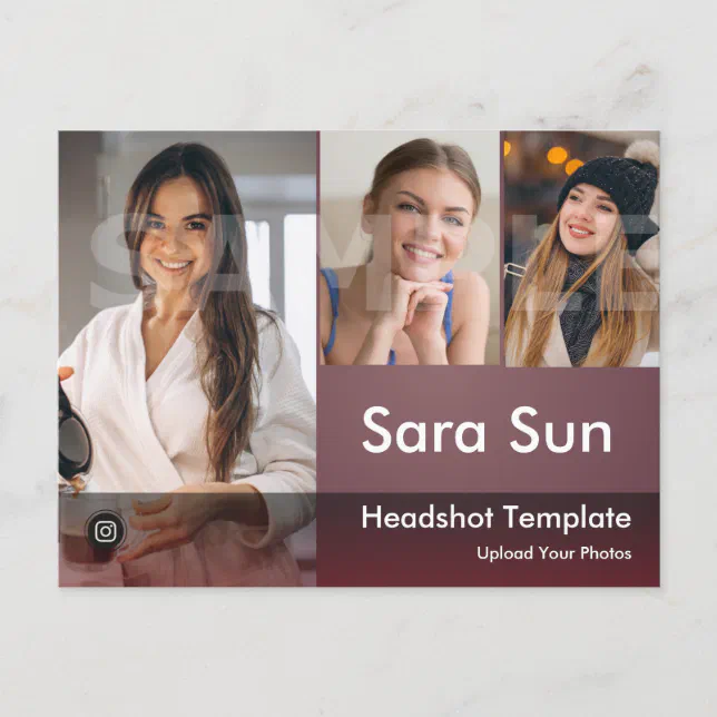 Headshot Actor & Model 2-Sided Comp Postcard | Zazzle
