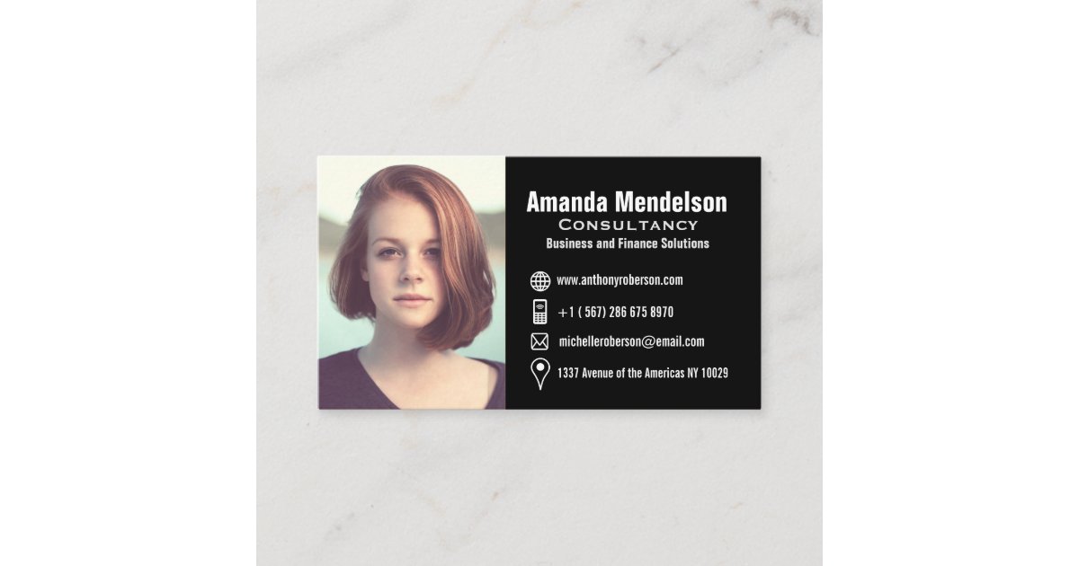 Headshot and symbols business card | Zazzle