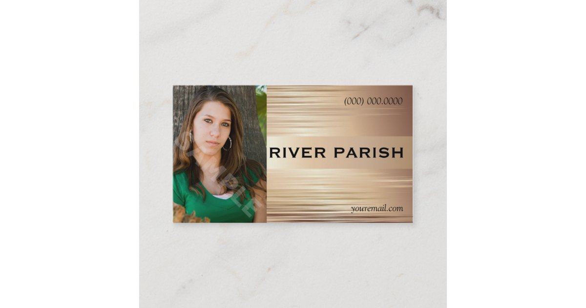 Headshot Business Card Copper Metallic Design | Zazzle