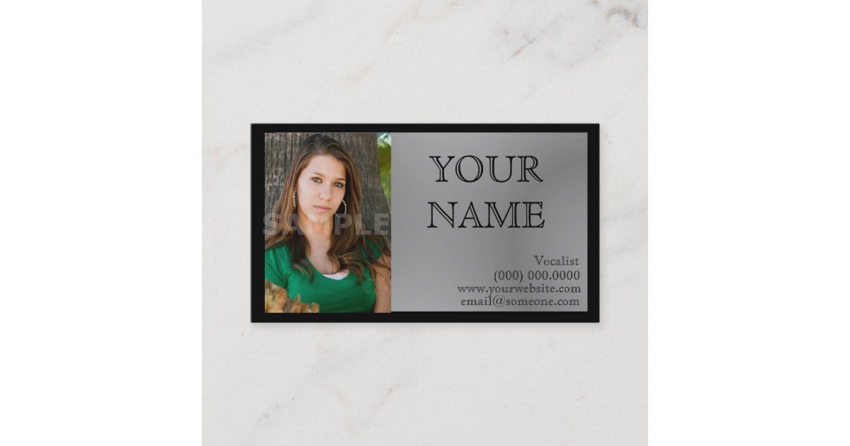 Headshot Business Cards Black/Gray | Zazzle