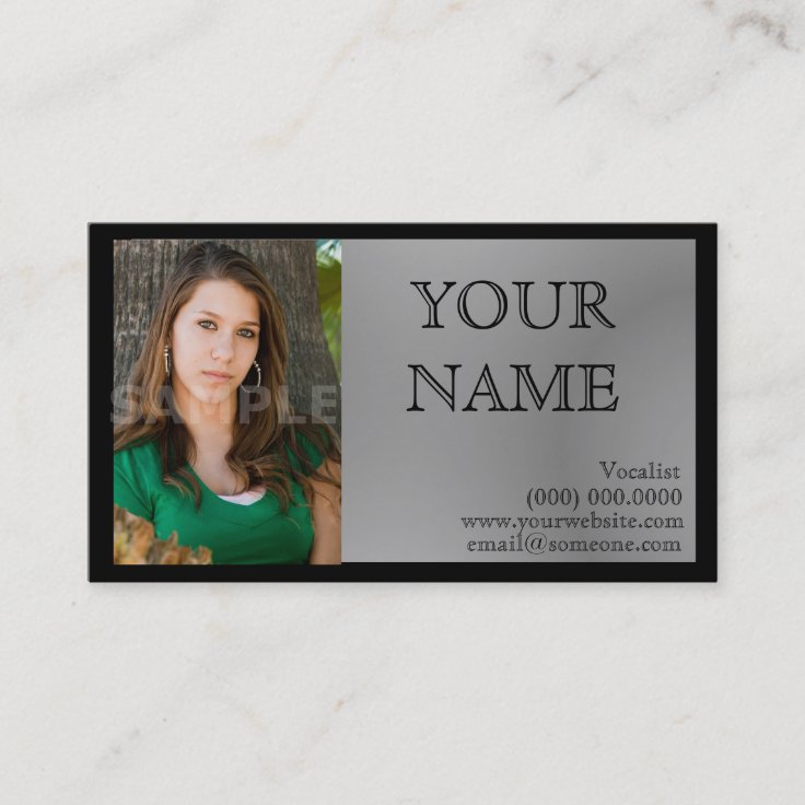 Headshot Business Cards Black/Gray | Zazzle