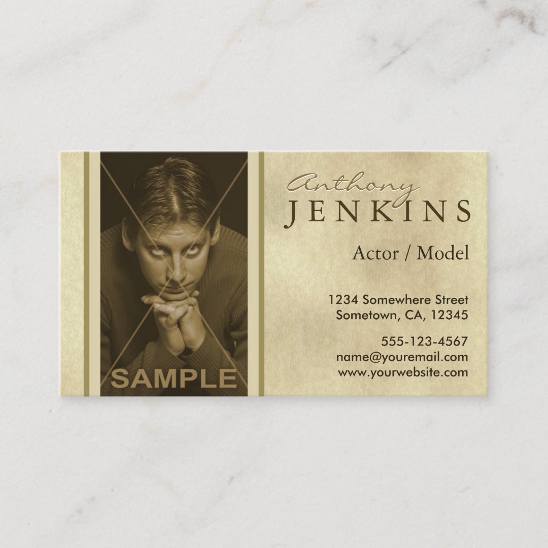 Headshot Sepia Texture Model Actor Business Cards | Zazzle