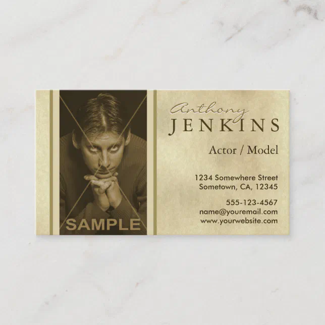 Headshot Sepia Texture Model Actor Business Cards | Zazzle