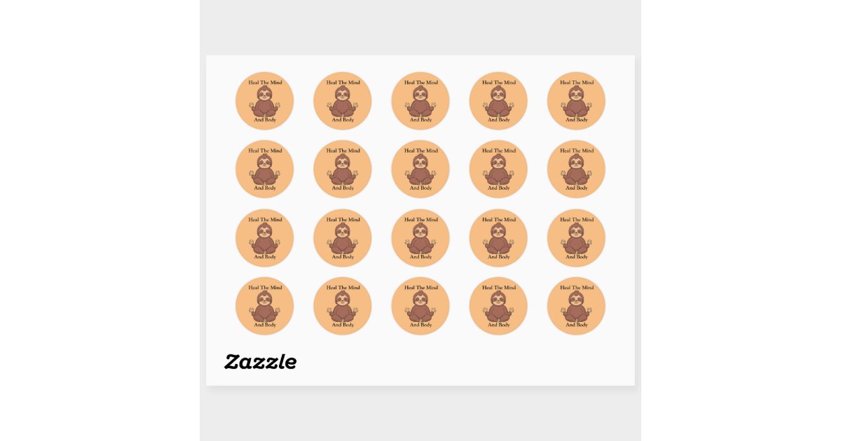 Heal the mind and body meditating sloth classic round sticker | Zazzle