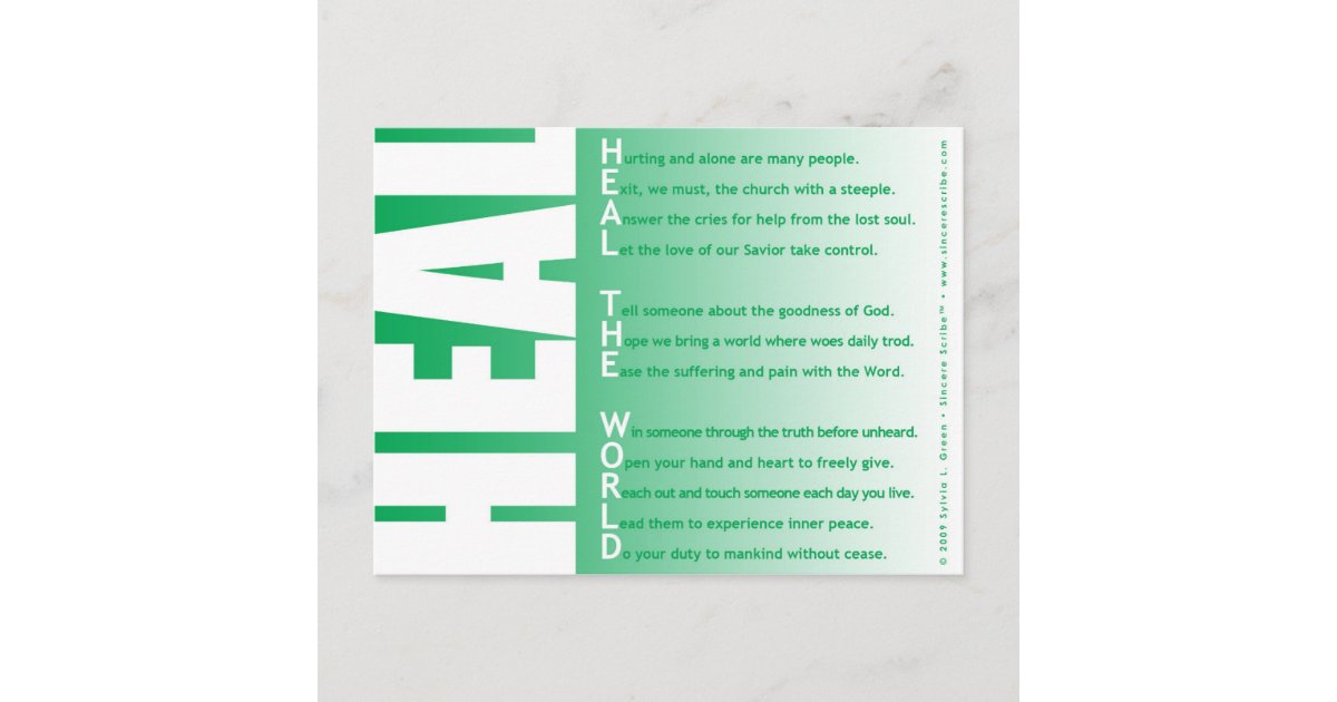Heal the World (Acrostic) Postcard | Zazzle