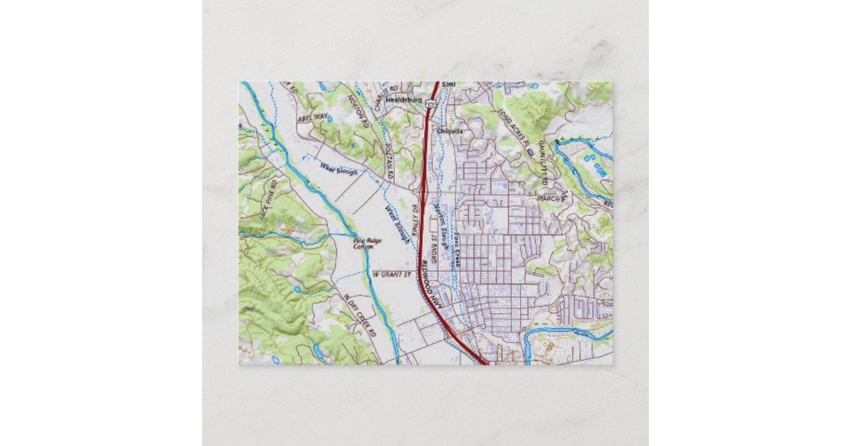 Healdsburg, California Map Postcard | Zazzle