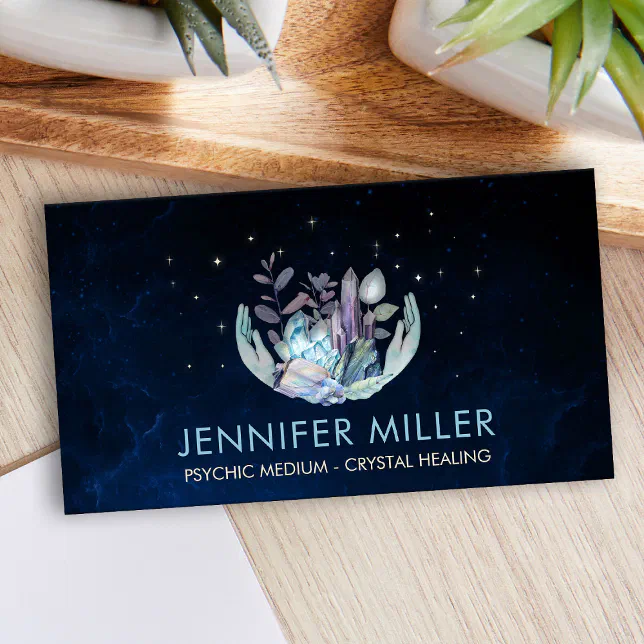 Healing hands Watercolor Crystals Business Card | Zazzle