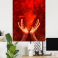Healing hands with flaming red energy Reiki Poster | Zazzle