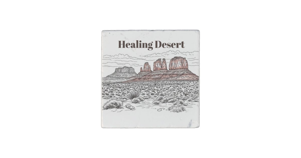 Healing Sedona Desert Natural Red Rock Line Art Stone Magnet | Zazzle
