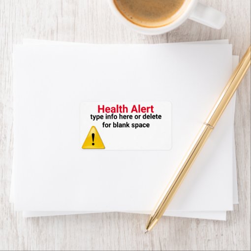 Health Alert, yellow caution sign Label | Zazzle