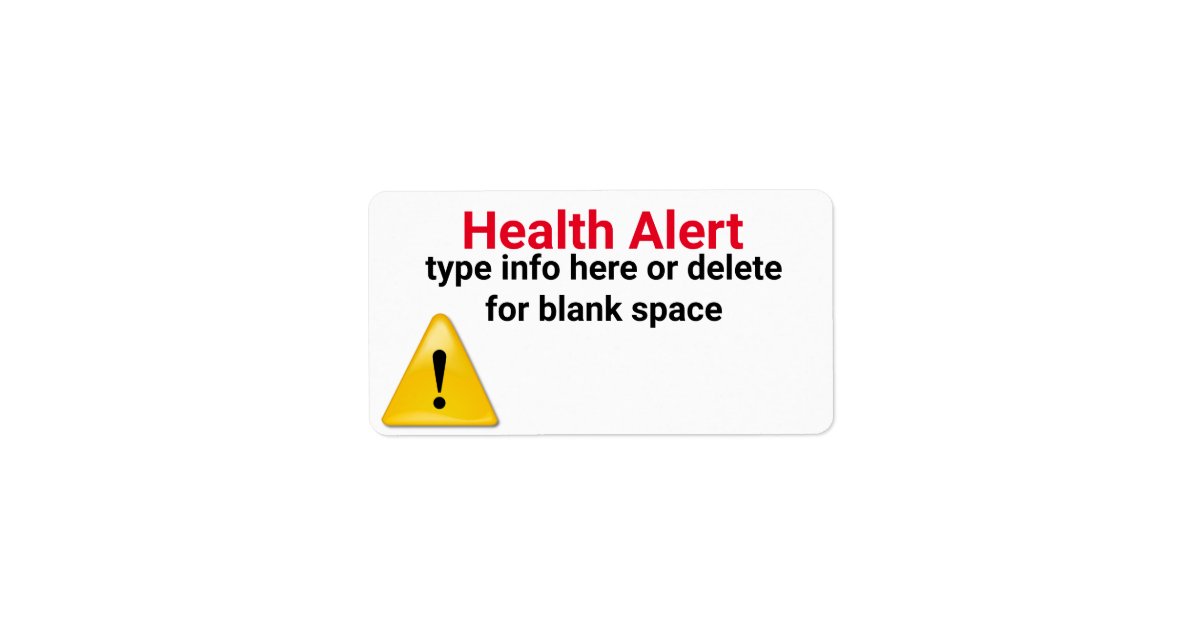 Health Alert, yellow caution sign Label | Zazzle