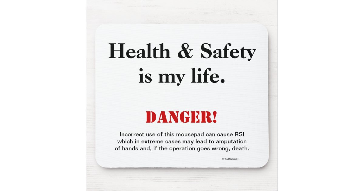 Health and Safety Joke Spoof Warning Sign Mouse Pad | Zazzle
