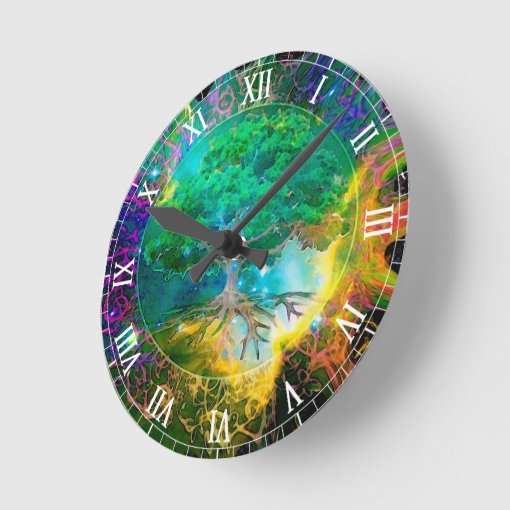 Health and Vitality Tree of Life Round Clock | Zazzle