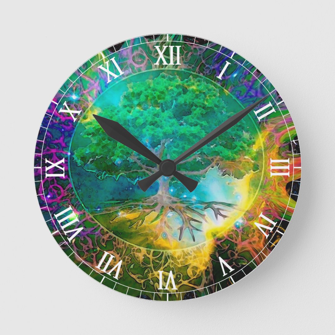 Health and Vitality Tree of Life Round Clock | Zazzle