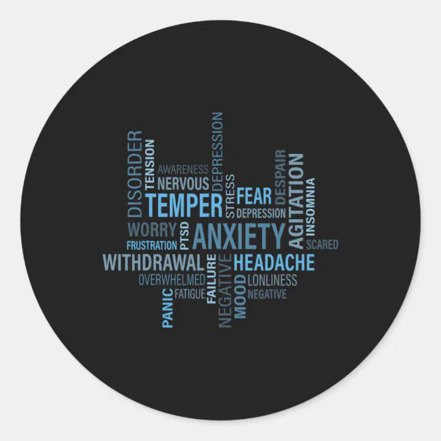 Health Awareness Anxiety Depression Disorder Classic Round Sticker | Zazzle
