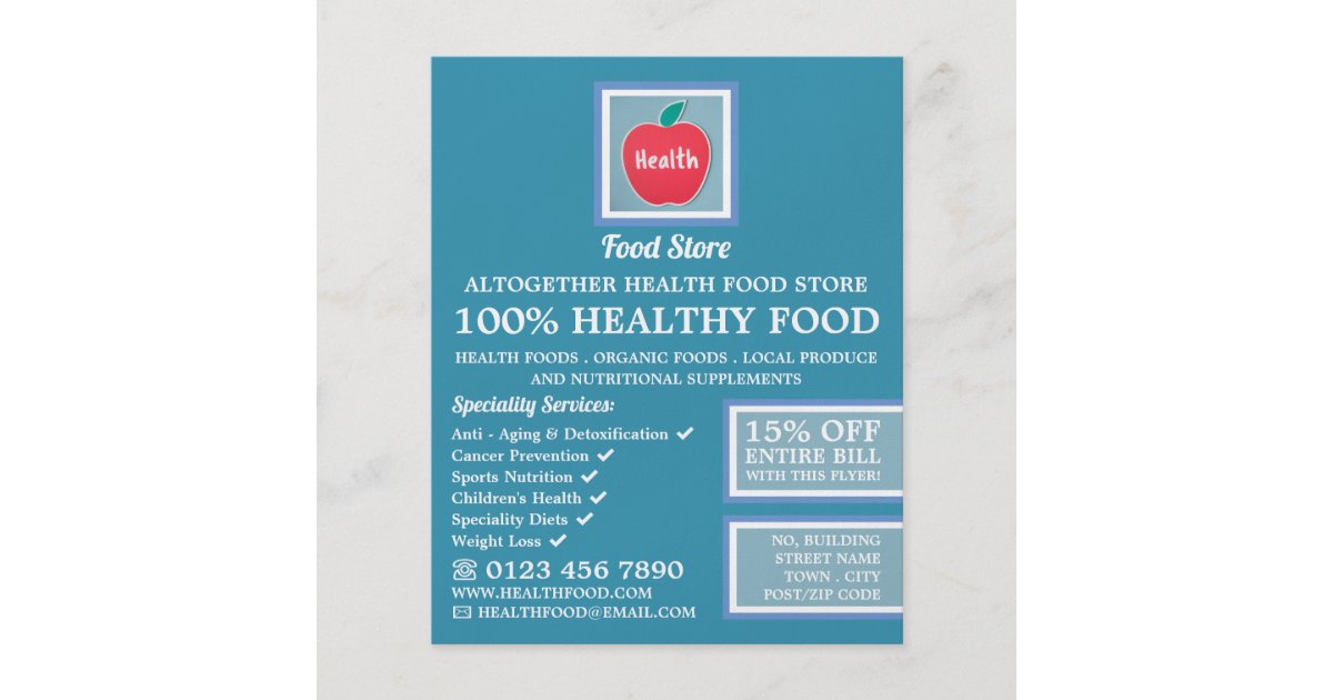 Health Food Store Logo Advertising Flyer | Zazzle
