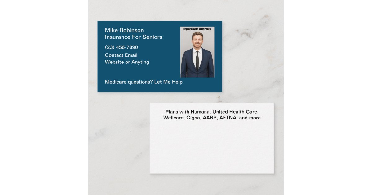 Health Insurance Agent Business Cards Photo Style | Zazzle