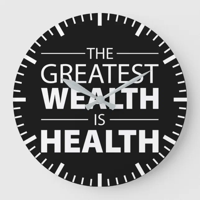 Health Is Wealth, Workout Gym Inspirational Large Clock | Zazzle