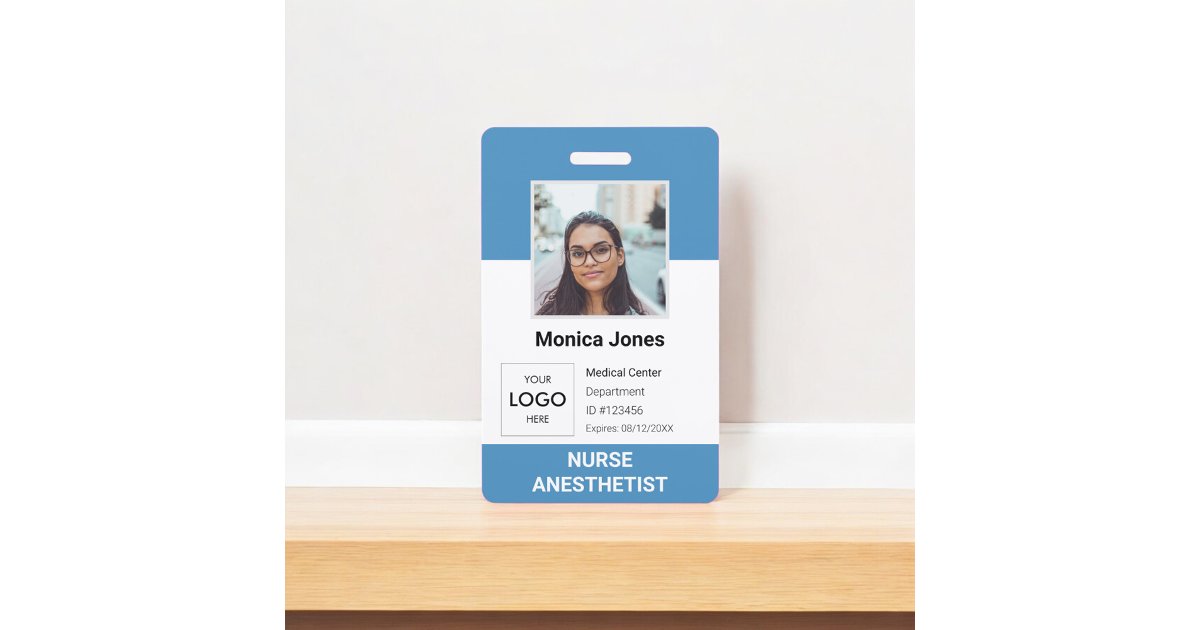 Healthcare Employee Photo ID Blue Badge | Zazzle
