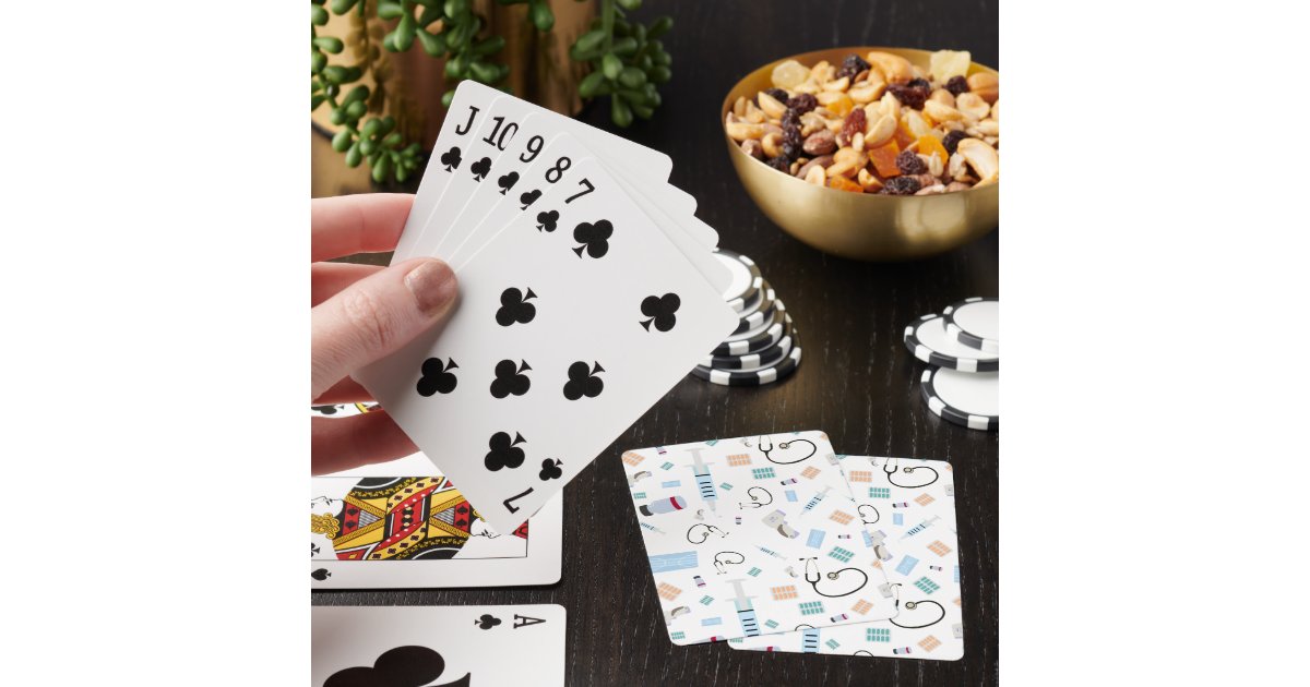 Healthcare Physician Medical Supplies Pattern Poker Cards | Zazzle