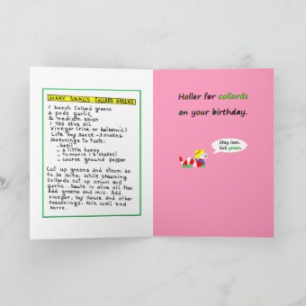Healthy birthday collards greeting card | Zazzle