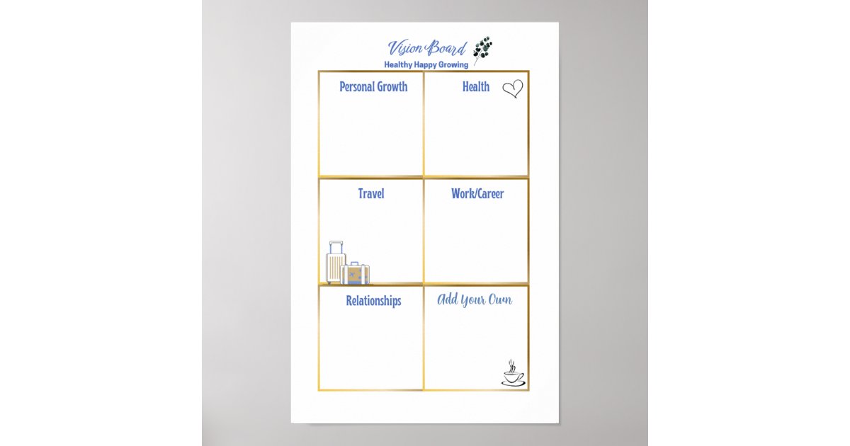 Healthy Happy Growing Vision Board Poster | Zazzle
