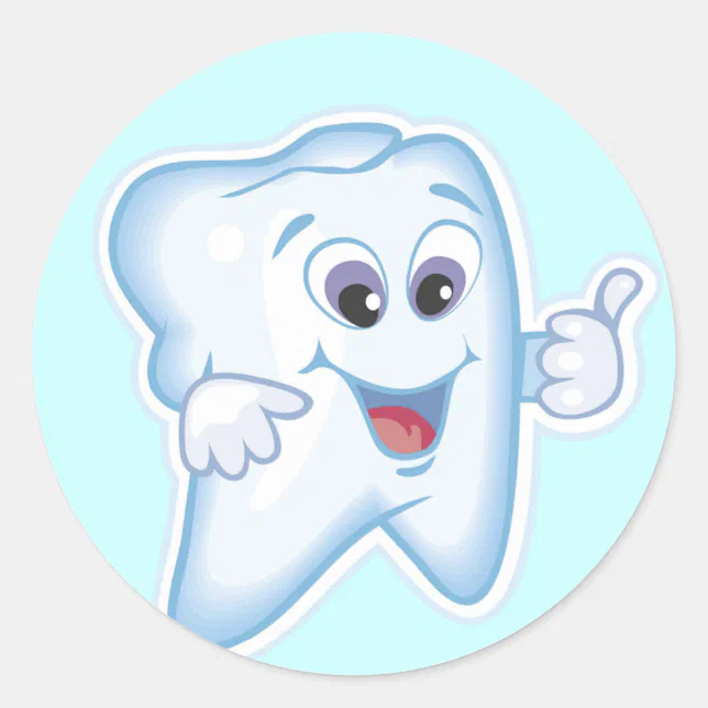 Healthy Happy Tooth Classic Round Sticker | Zazzle