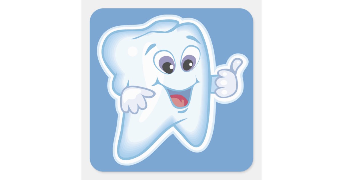 Healthy Happy Tooth Square Sticker | Zazzle
