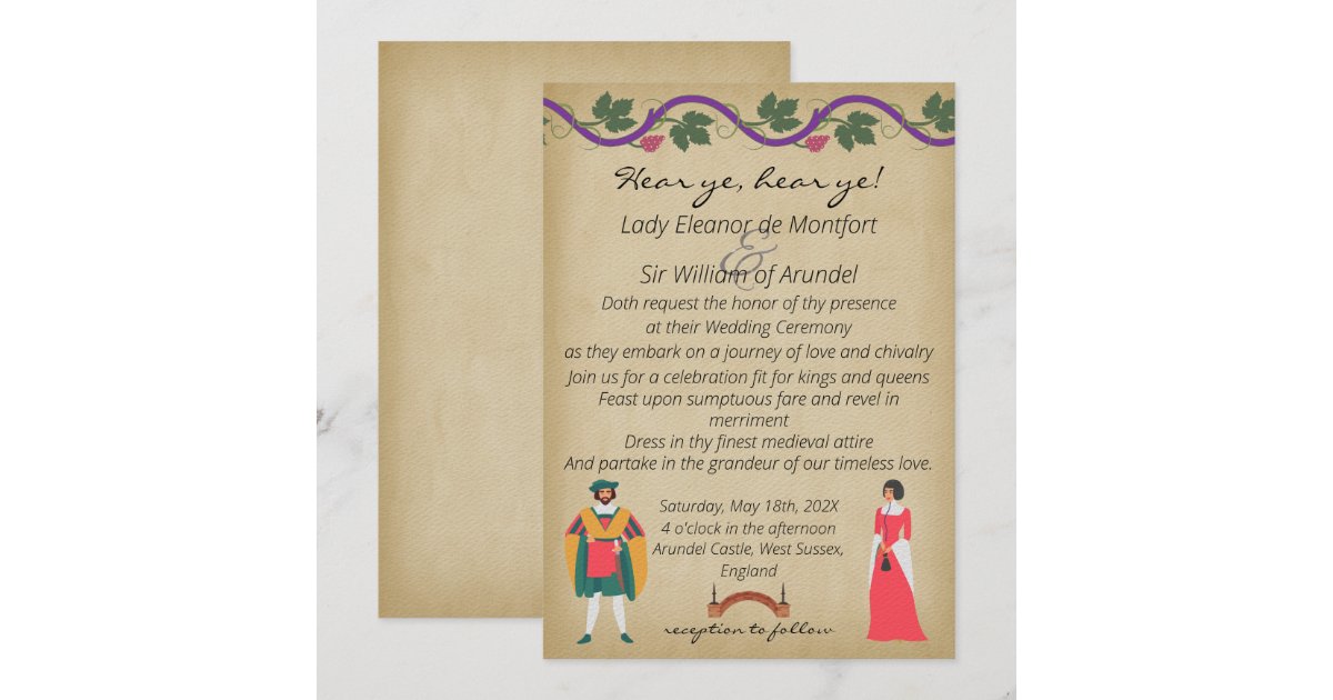HEAR YE! Medieval Faux Parchment Wedding Invitation | Zazzle